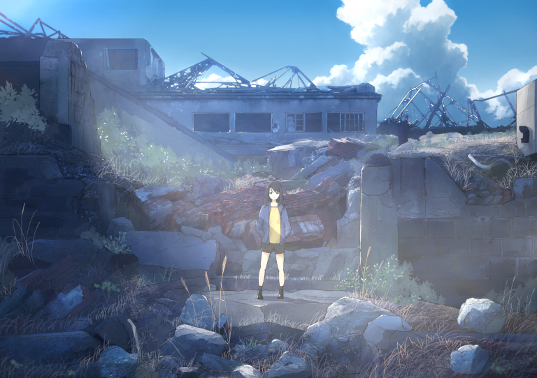 banner ruins destruction anime girl post-apocalyptic – Beneath the Tangles